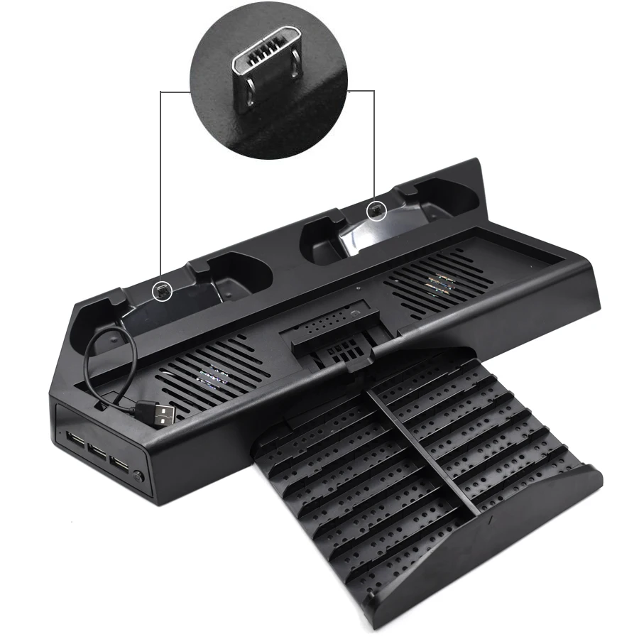 3 in 1 PS4 Pro Slim Vertical Stand Cooling Fan Cooler with Controller ...