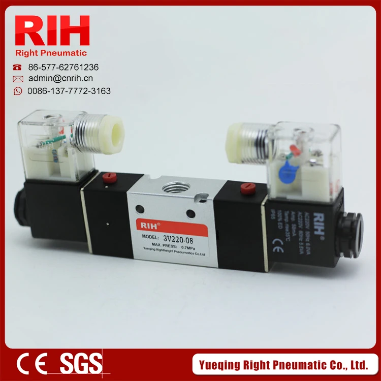 Pneumatic valve 3V series 2 positions 3 way solenoid valve 3V120 06 ...