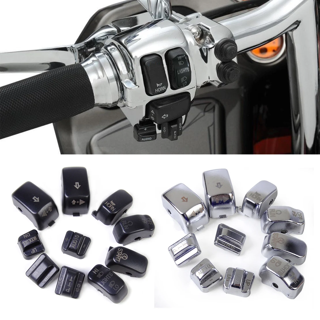 beler 10pcs Replacement Housing Switch Cap Button Cover Kit for Harley ...