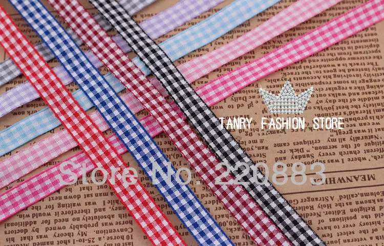Wholeasale 3/8"(9mm) Check ribbon Grid square packing ribbon DIY ribbon ...
