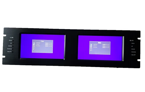 19 "3U rac monitor z LCD zaslonom, 2 * 7" LCD, 2 * vhod HDMI (VGA in AV ...