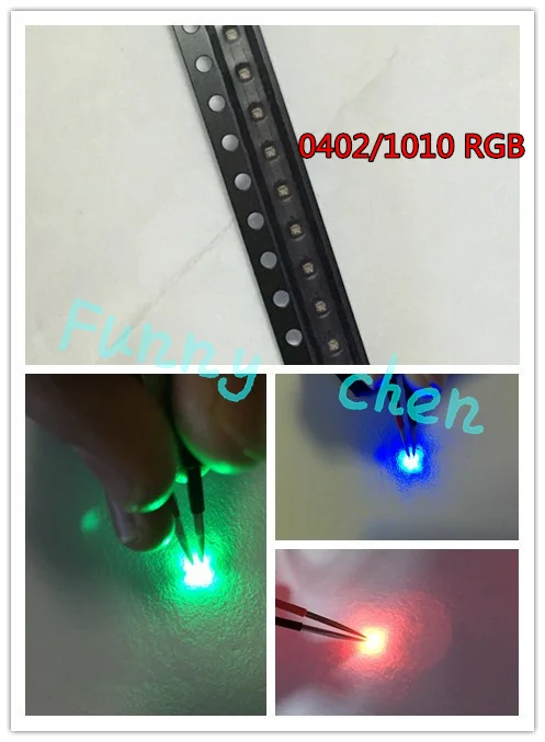 200pcs SMT/SMD 0402 RGB 일반적인 양극 Led 무료 배송 0404 풀 컬러 1.0*1.0MM 0402 레드 ...