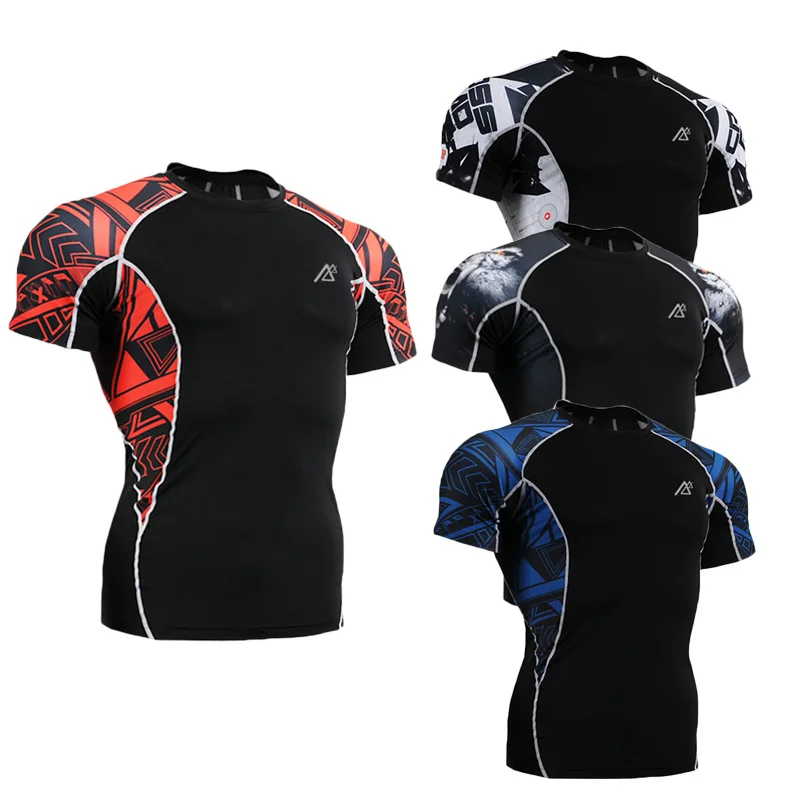 Summer Tee Men's Short Sleeve Compression Shirt MMA Rashguard 3D Prints ...