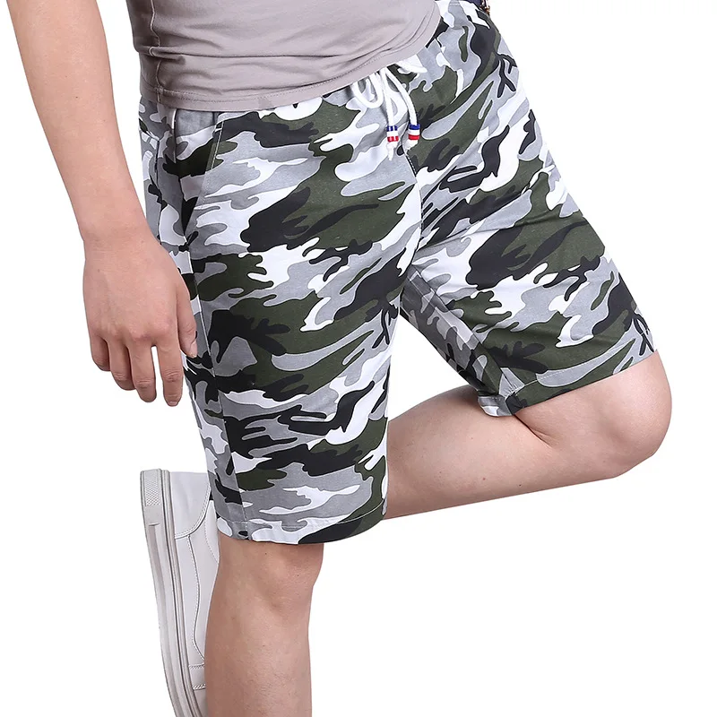2020 Summer Cotton Camouflage Beach Shorts Men Streetwear Elastic Waist ...