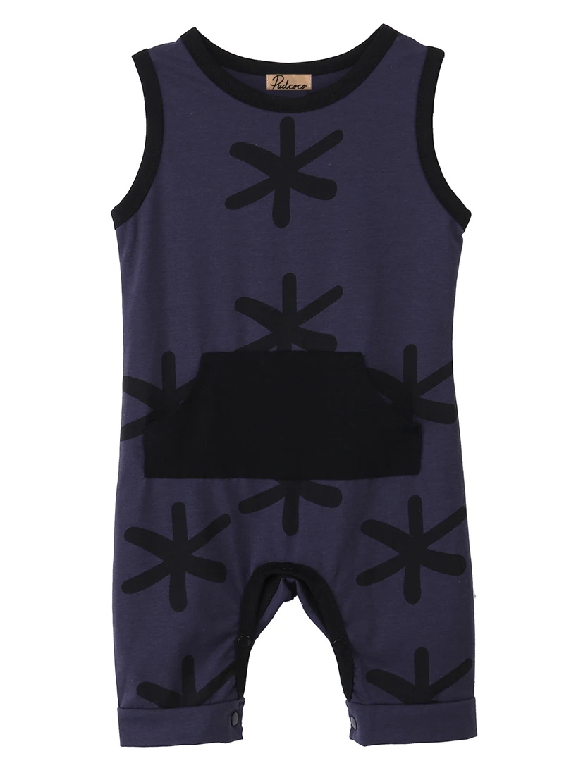 Lindo niño niños bebé niña niño ropa de algodón sin mangas O cuello mono mameluco trajes de ropa ...