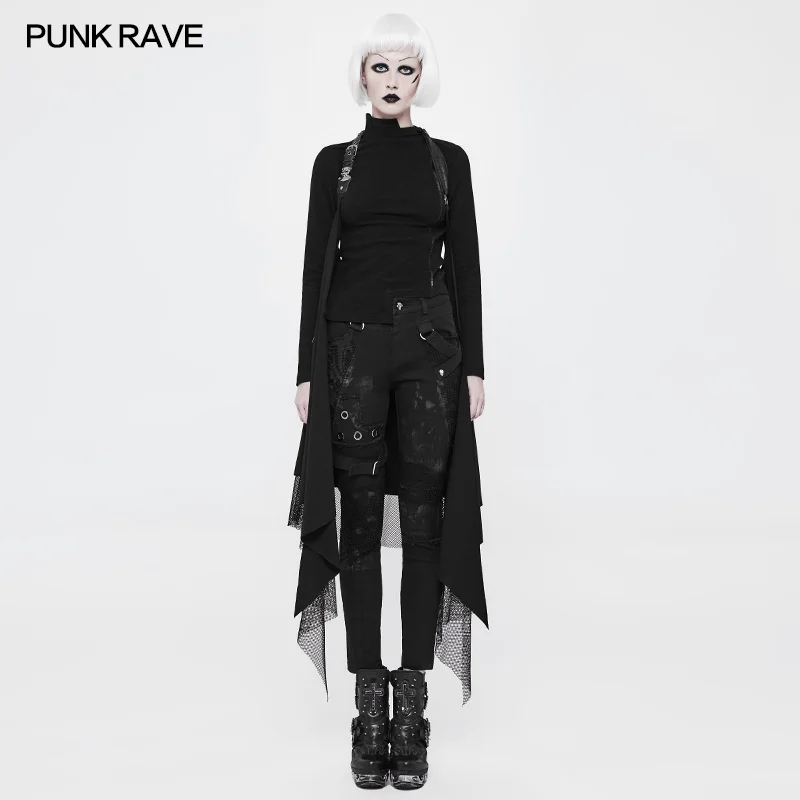 Punk Rave 2018 New Arrivals Women Vest Gothic Punk Shoulder Loops Can