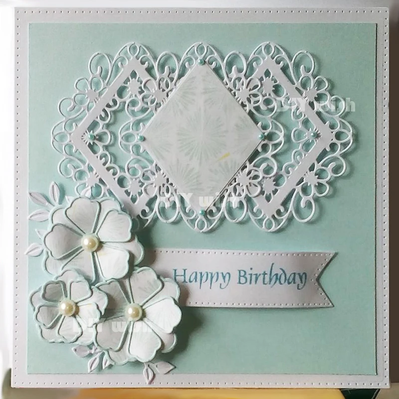 Diamond Lace Frame Metal Cutting Dies for DIY Scrapbooking Embossing ...