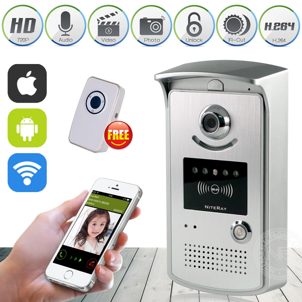 HD 720P Wifi Doorbell Camera Wireless Video Intercom Phone Control IP ...