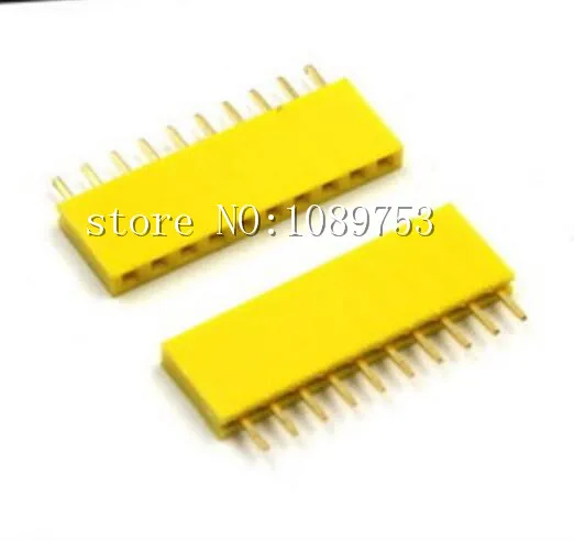 50Pcs Yellow 2.54mm 10pin 10p Dip Single Row Female Pin Header ...