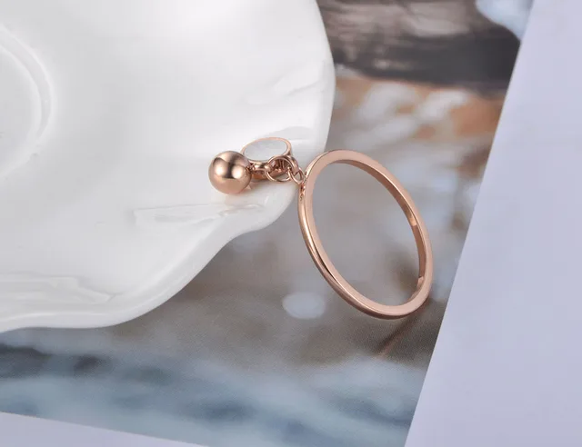 Shell Ball Design Stainless Steel Ring Rose Gold Geometric Ring | Muduh ...