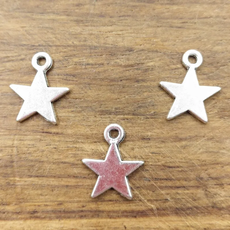 20pcs-Star-Charm-Small-Star-Pendant-Antique-Silver-Five-Pointed-Star ...