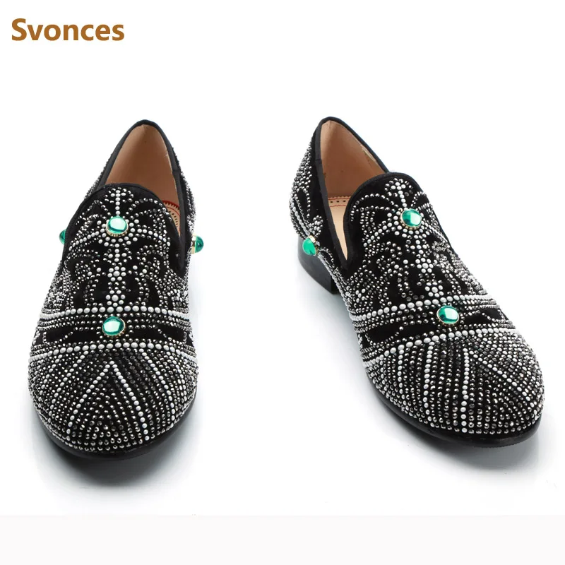 New-Arrivals-Fashion-Crystal-Rhinestore-Mens-Loafer-Low-Heel-Black ...