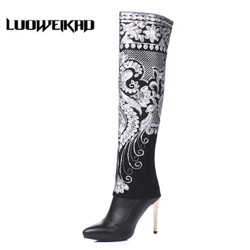 Embroidered Women High boots Fashion Designer Shoes Women Luxury 2017 ...