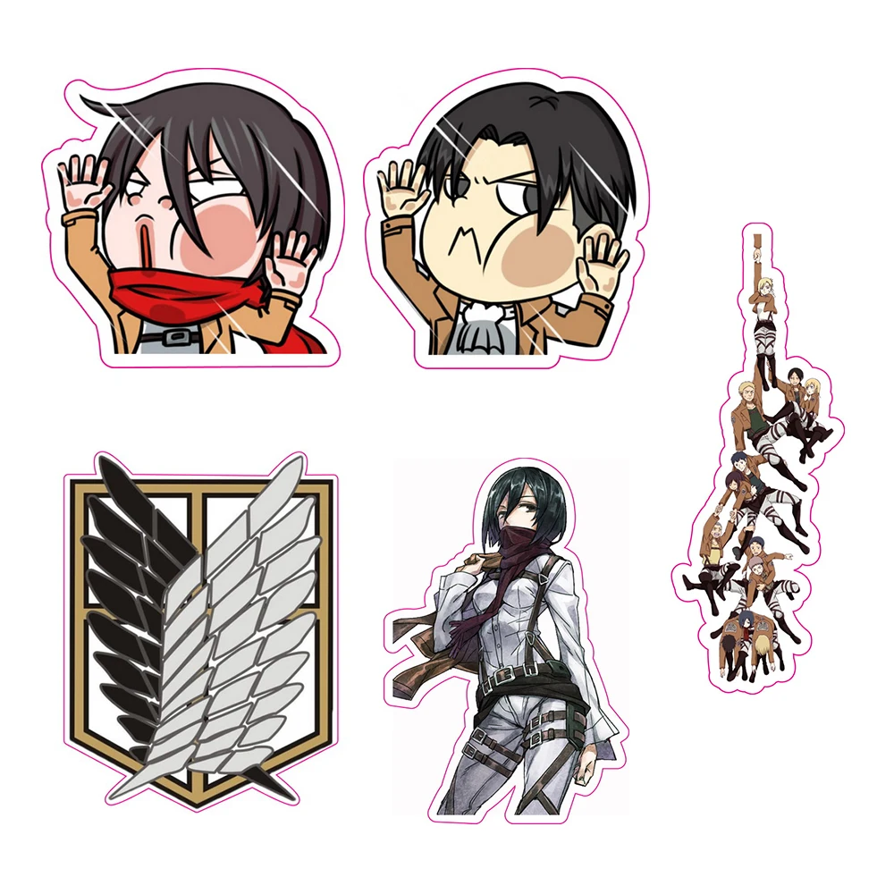 5pcs Attack on Titan Stickers Cute Shingeki no Kyojin Reusable ...