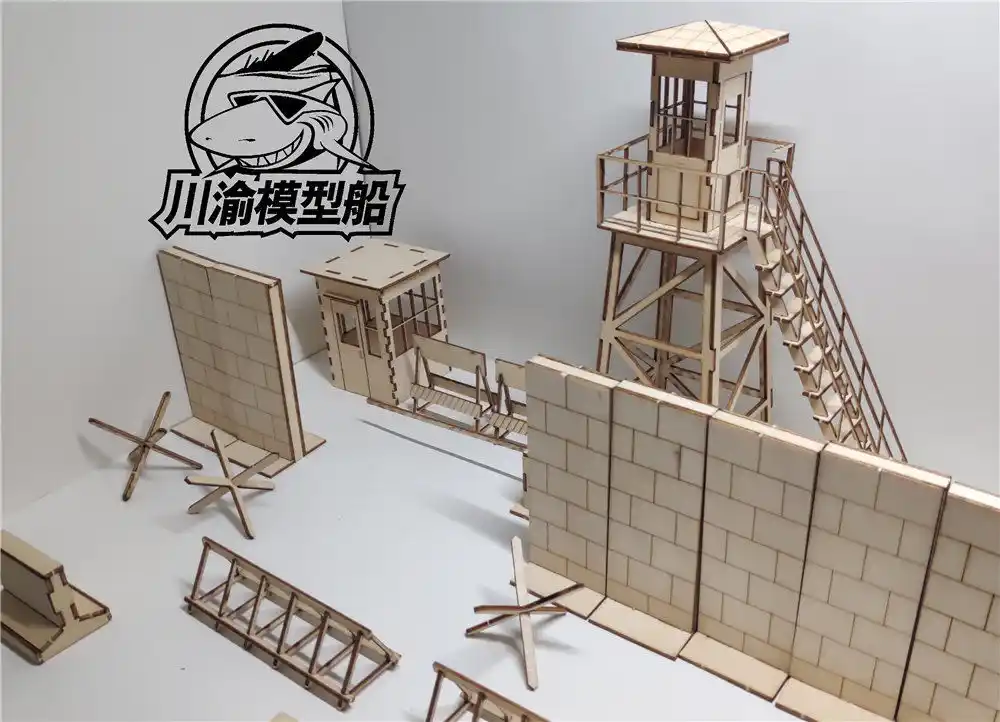 1/35 Scale Berlin Wall Checkpoint Set Tank Scene Diorama DIY Wooden ...