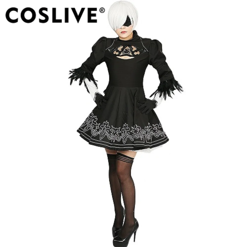 Coslive Hot Game NieR Automata Cosplay 2B Costume Women Black Dress ...