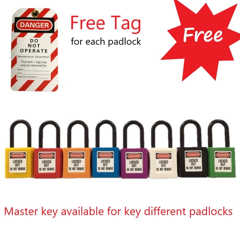 Free Tags 10pcs/lot Security Padlock Plastic Shackle Safety Padlock ...