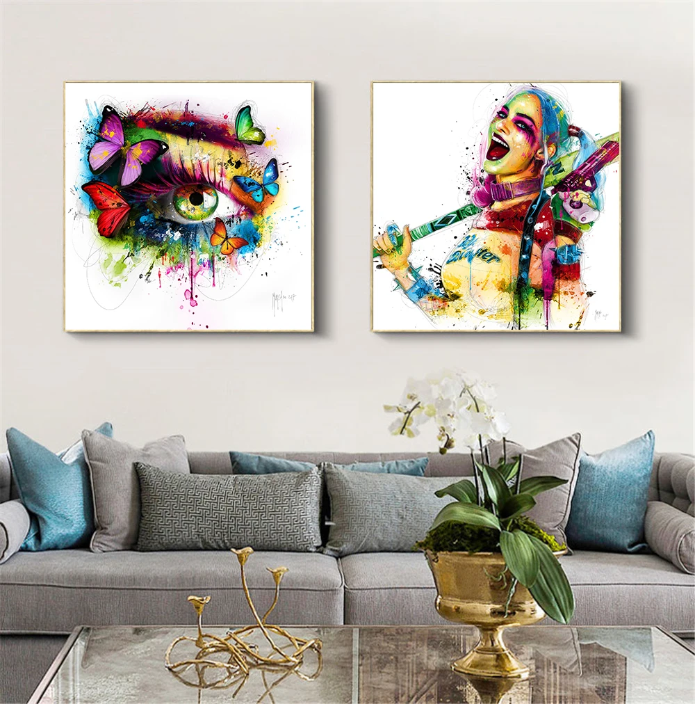 Butterfly Lips Abstract Oil Painting Harley Quinn Poster Canvas Wall ...