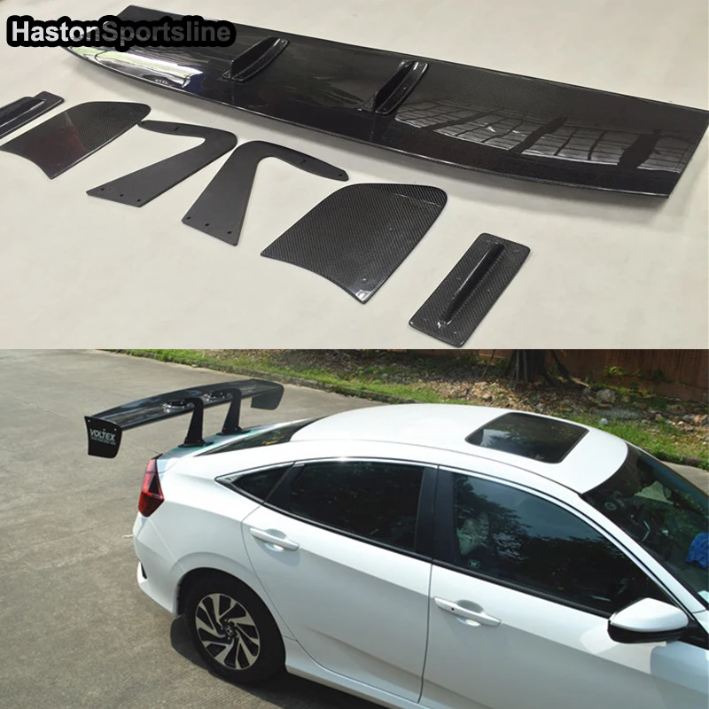 For Hon da Civic Voltex Style Carbon Fiber Rear Trunk Spoiler Wing 2015 ...