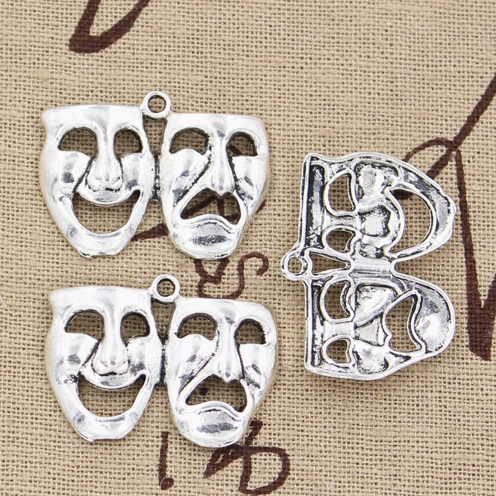6pcs Charms Comedy Tragedy Smile Cry Masks 31x23mm Antique Making ...