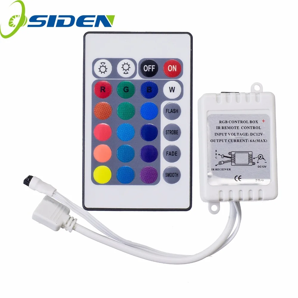 LED IR Controller 12V 6A 24Keys Dimmer RGB Remote Controllers for 3528 ...