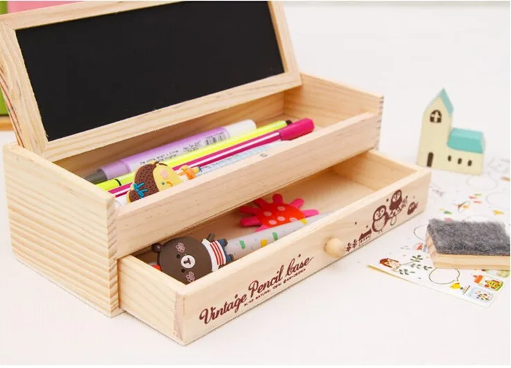 Multi-function-pencil-box-large-capacity-wooden-diy-brief-drawer-pencil ...