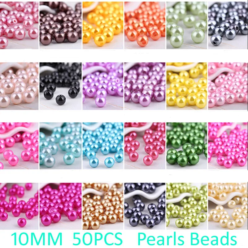 Free Shipping 10mm 50pcs 26 colors, ABS Imitation Pearl Round Plastic ...