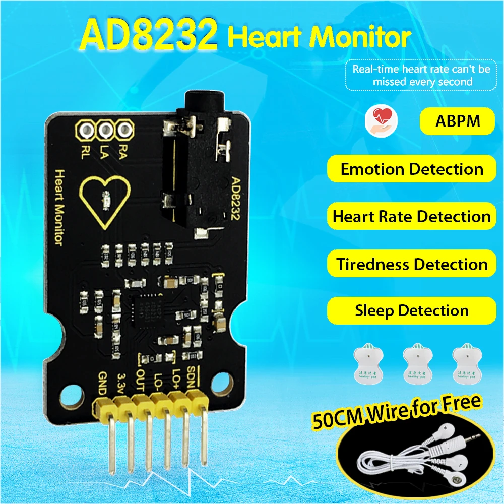 Keyestudio AD8232 Medição ECG Monitor Cardíaco R3 Do Módulo Sensor para ...