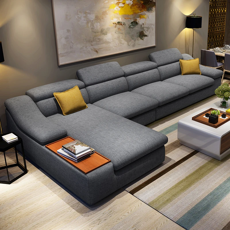 Woonkamer meubels moderne l vormige stof hoek sofa set ontwerp banken ...