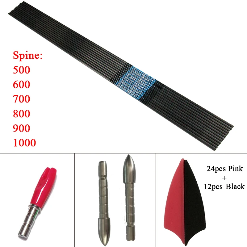 12pcs Arcehry Spine 700 Carbon Arrow Shafts ID4.2mm / Target Point ...