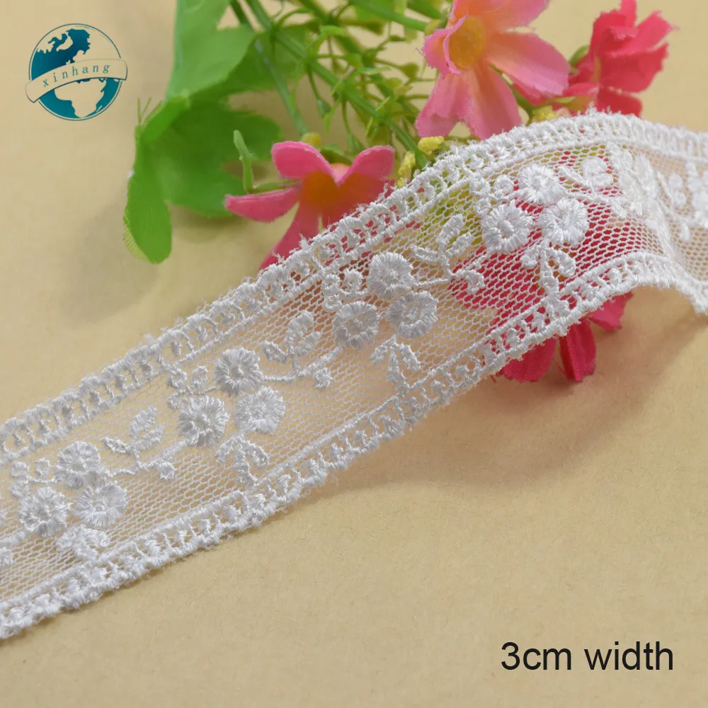 5 yardas 3,3 cm encaje blanco bordado listón para coser tela guipur diy ...