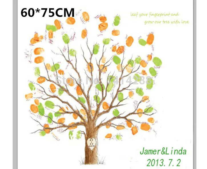 Customized 60*75CM Wedding Guestbook Fingerprint Tree Wedding Signature ...