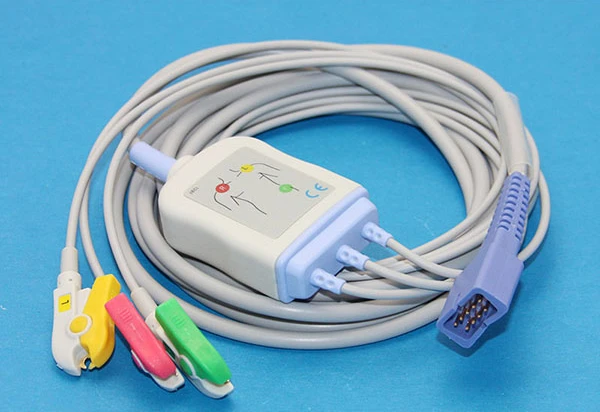 MEK DB9 One piece 3 Leads ECG Monitor Cable Clip IEC for MP1000, MP600 ...