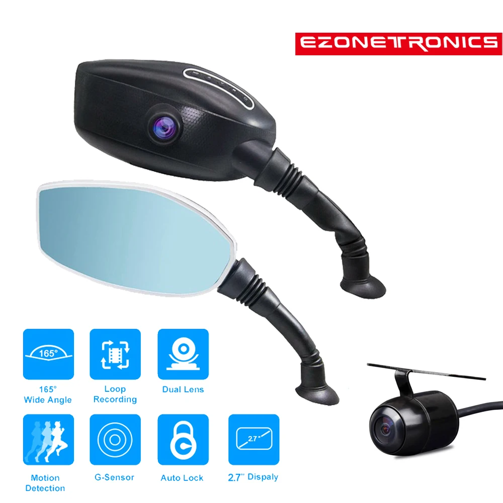 2018 New Dvr Motorcycle Rearview Mirror Camera Auto Digital Video ...