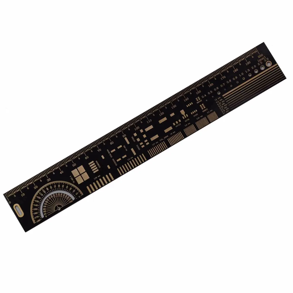 PCB Ruler - 20CM, FR-4-based, with reversible protractor.