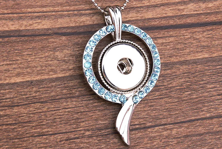 JACK88 5PCS/lot DIY Snap Button Jewelry Fit 18mm Snap Button Choker Blue Round Shape Crystal ...