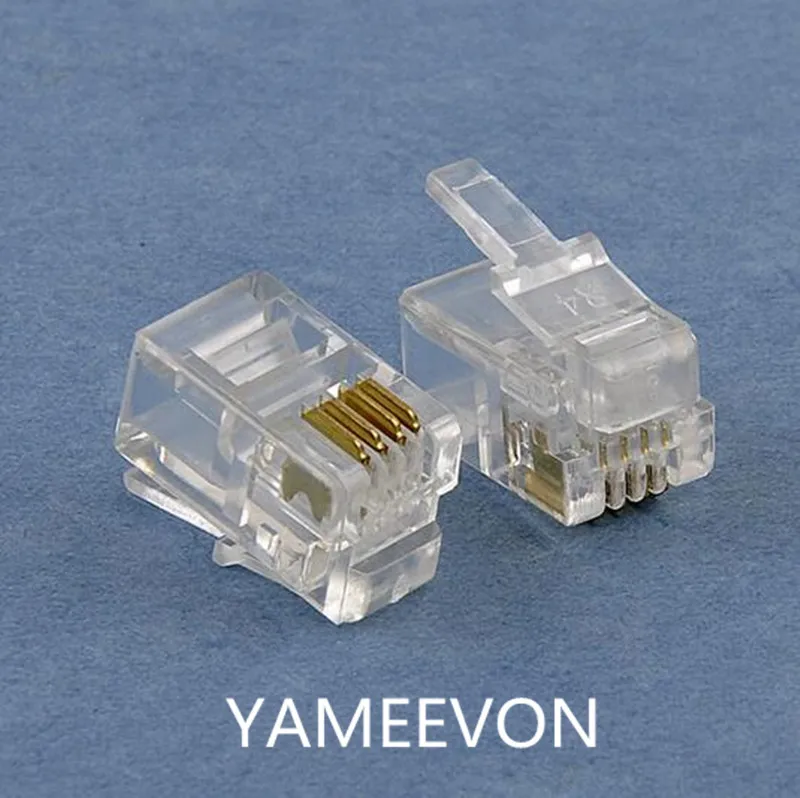 100PCS 4Pin RJ10 Telephone Cable End Connectors Plugs 4P4C|plug connector|plug cableplug ...