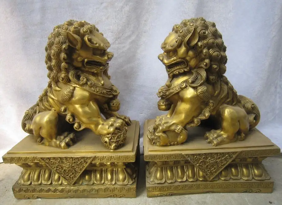 Estatua de Feng shui guardián Foo Fu perro chino de bronce de 9 ...