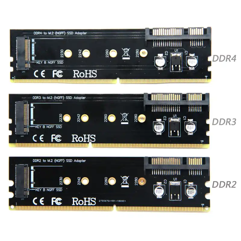 DDR3 DDR4 DDR2 to M2 SSD Adapter M.2 NGFF B Key Riser Card SATA 15Pin ...
