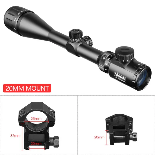 DIANA AOE 4.5-18X50 Riflescope Adjustable Green Red Dot Cross Sight ...