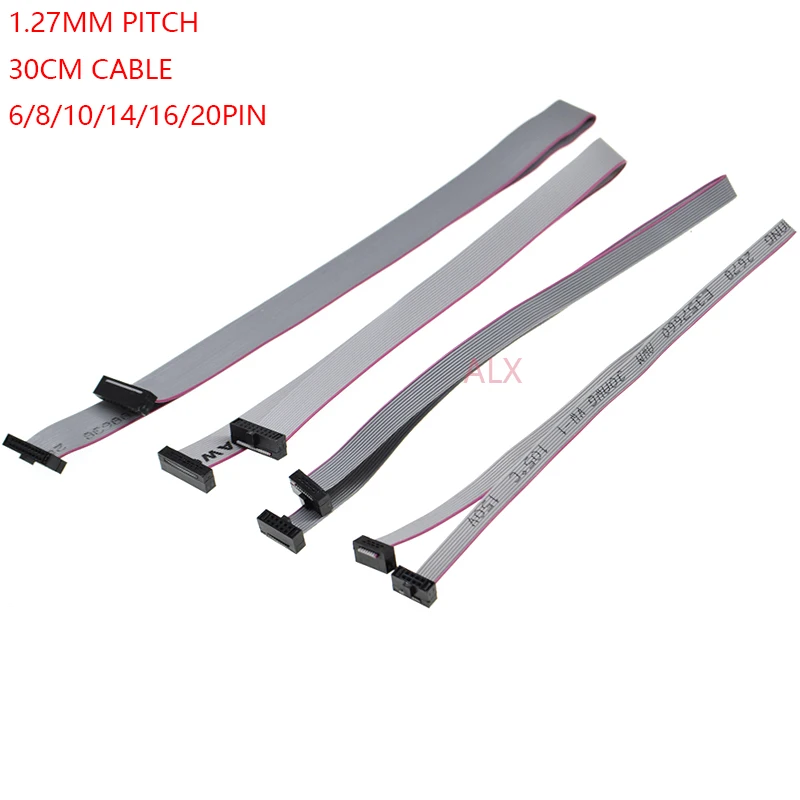 1PCS 1.27MM pitch FC-6/8/10/14/16/20/40/50 PIN 30CM JTAG ISP DOWNLOAD CABLE Gray Flat Ribbon ...