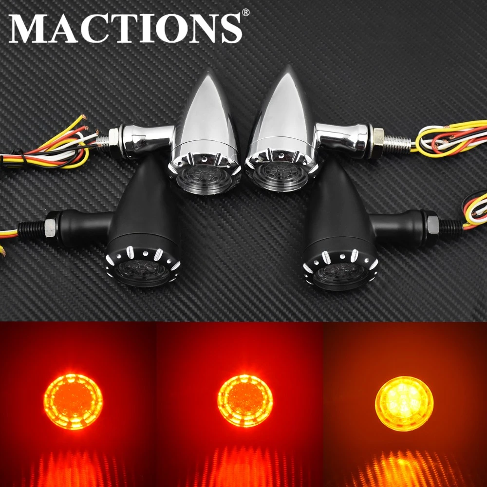 Motorcycle Universal Cafe Racer Turn Signal Lights Amber Brake ...