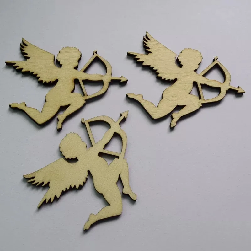 50x Cupid Unfinished Wood Shape Cutout Valentines Day Decor|decorative ...