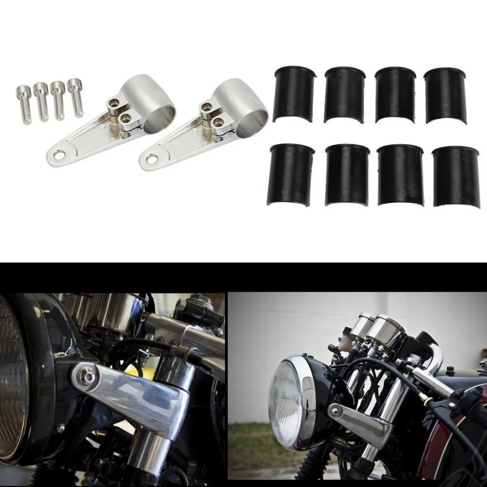 motorcycle parts Chromed Aluminum Headlight Fork Mounting Brackets For ...