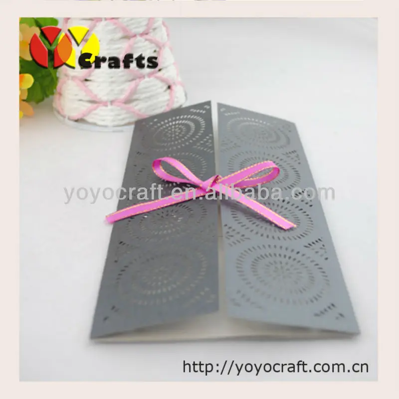 2015 hot sell pearl paper handmade 3d wedding card from professional ...