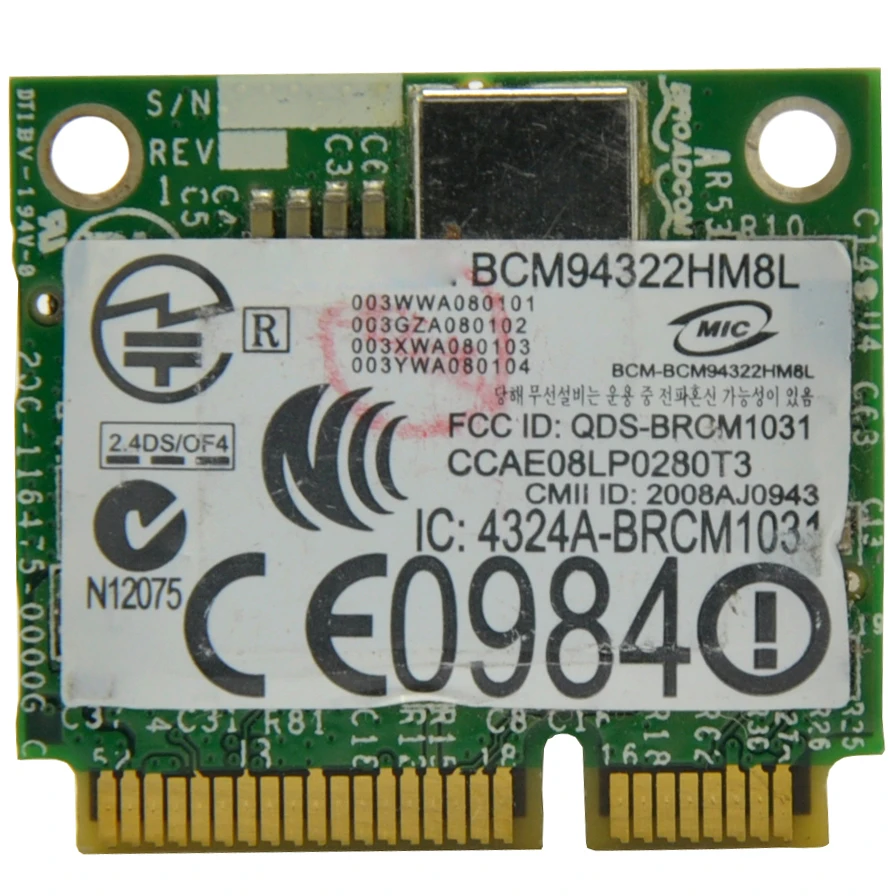 Broadcom BCM94322HM8L BCM4322 AR9280 2.4G & 5.0 GHz Mini PCI E 300Mbps 무선 WiFi 어댑터, Win 7/8/8.1 ...