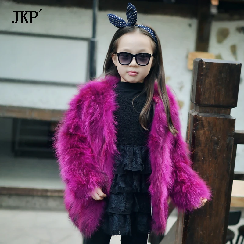Children fur Coat Kids Real Raccoon Fur Coat Winter Grils Warm Thick ...