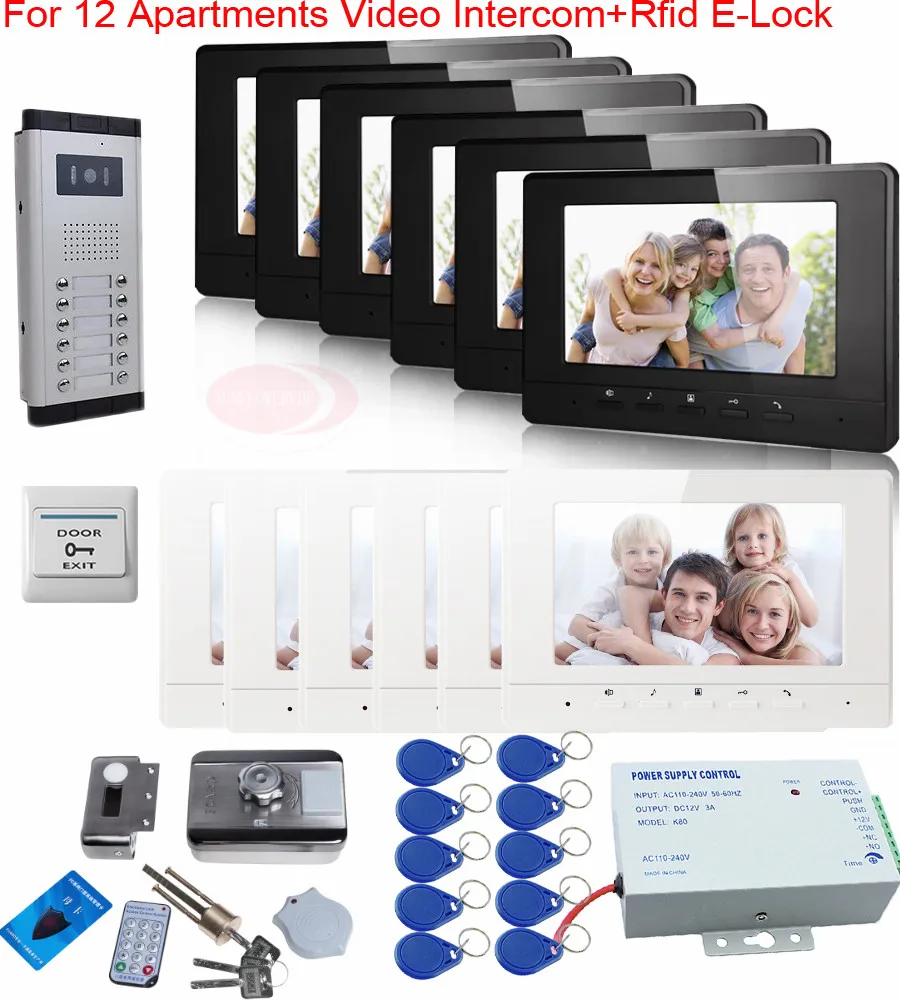 Video Intercom With Rfid Electric Lock In A Set 12 Pcs Color 7inch ...