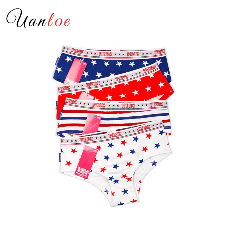 2019 Chic Printed Panties 4 Pieces Woman Design Striped&Star Print ...