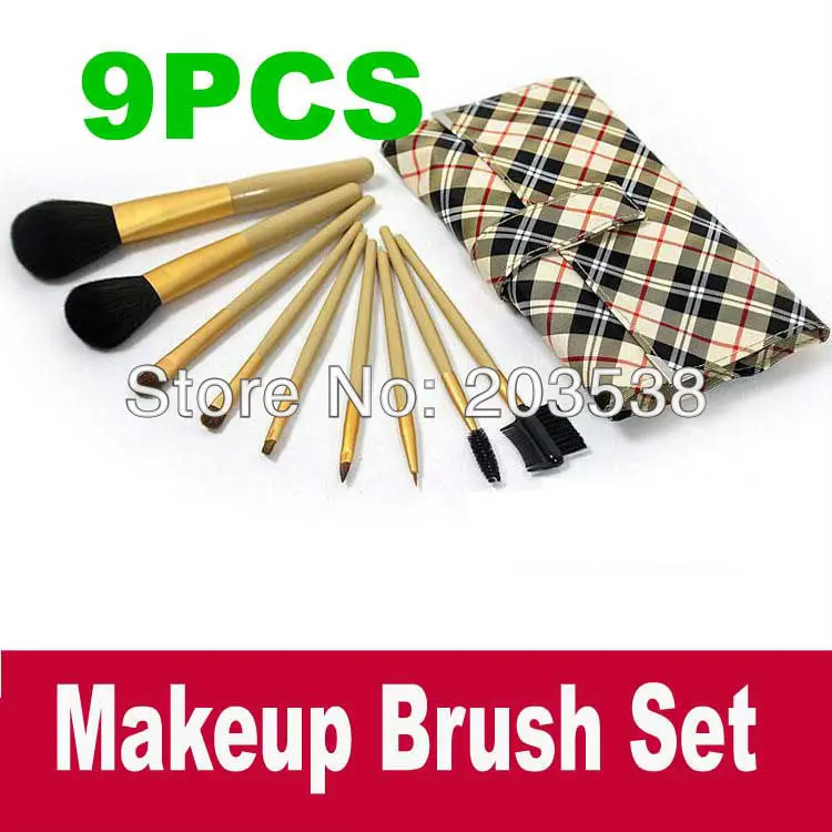 Free Shipping+Drop Shipping 9 Pcs Professional Makeup Brush Cosmetic ...